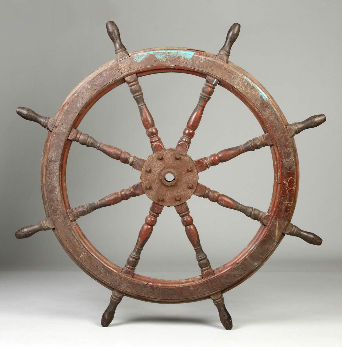 Mahogany & Metal Ship's Wheel | Cottone Auctions