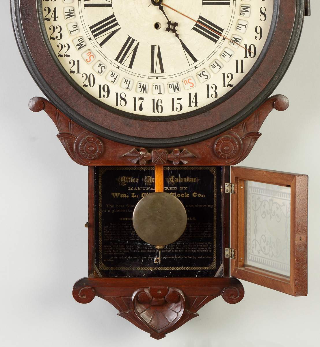 William Gilbert Office Drop Calendar Clock | Cottone Auctions