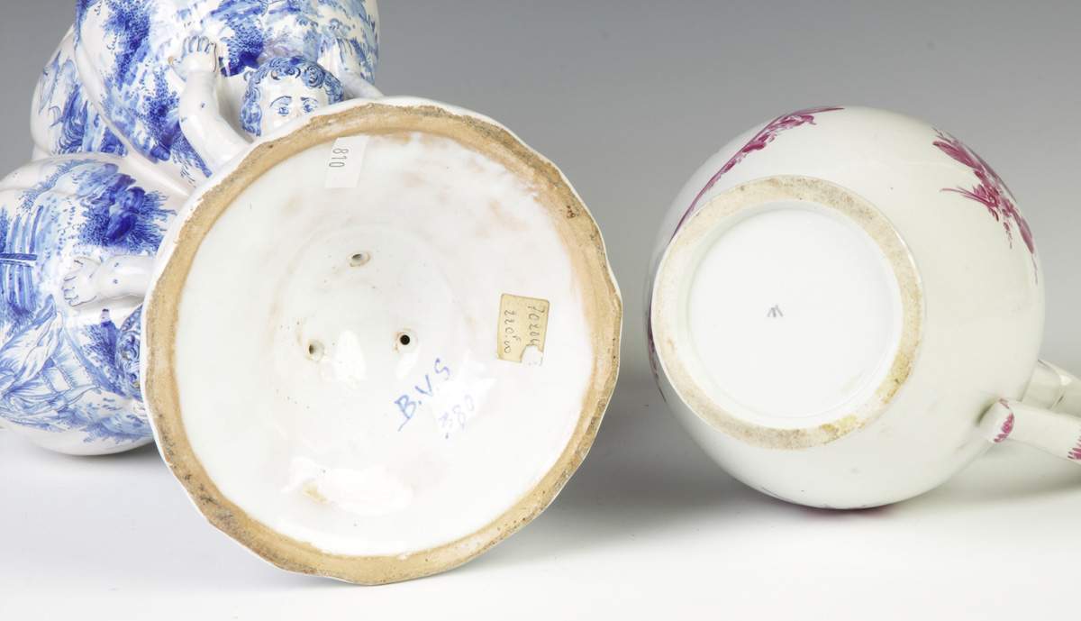 Delft Vase w/Putties & Early French Coffee Pot | Cottone Auctions