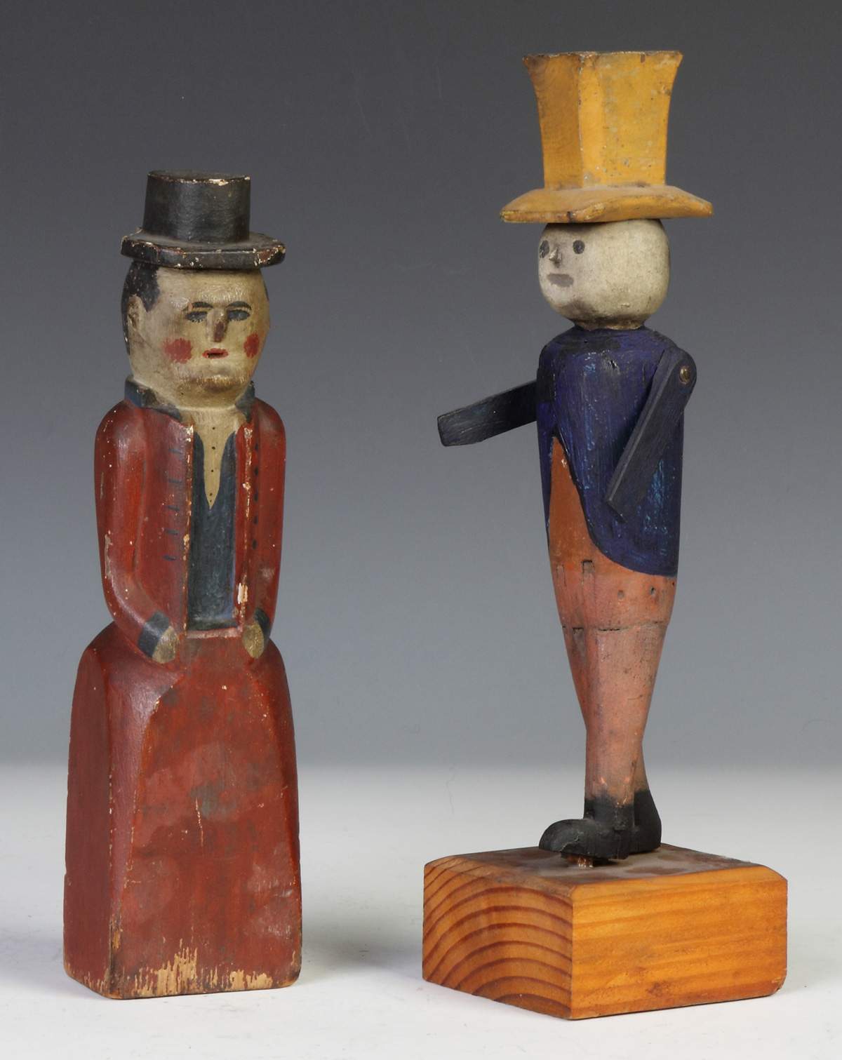 Two Carved & Painted Folk Art Figures | Cottone Auctions