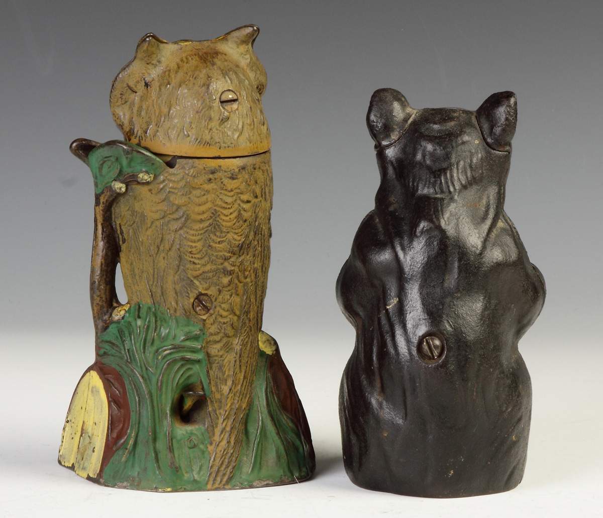 Cast Iron Turning Owl Mechanical Bank | Cottone Auctions
