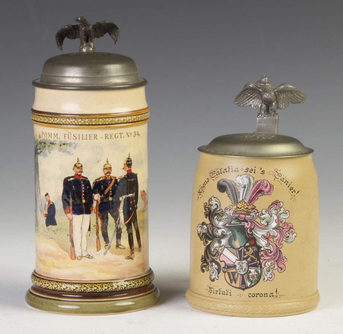 Two Mettlach Regimental Steins | Cottone Auctions