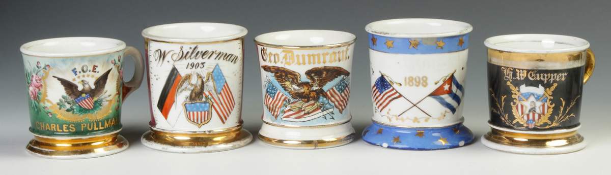 Five Vintage Patriotic/Military Occupational Shaving Mugs | Cottone ...
