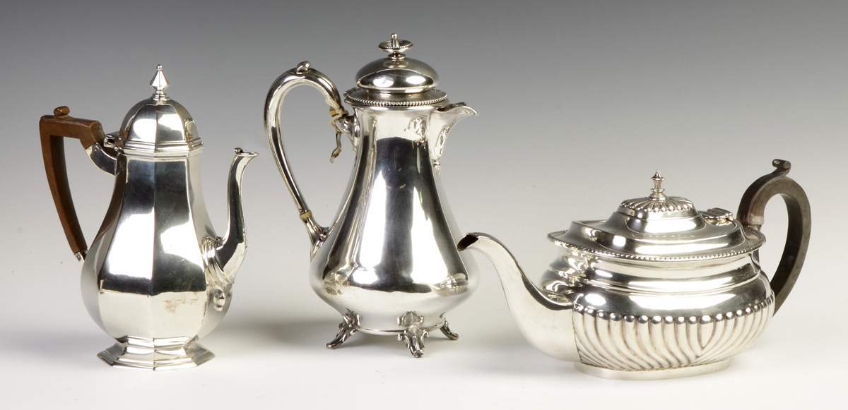 Three Sterling Silver Tea Pots | Cottone Auctions