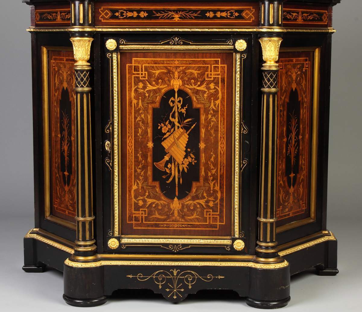 New York Ebonized Side Cabinet with Inlaid Panels, Attr. To Alexander ...