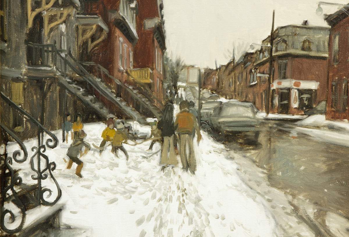 John C. Little (Canadian, B. 1928) "Rue de la Visitation"/"Kids Playing ...