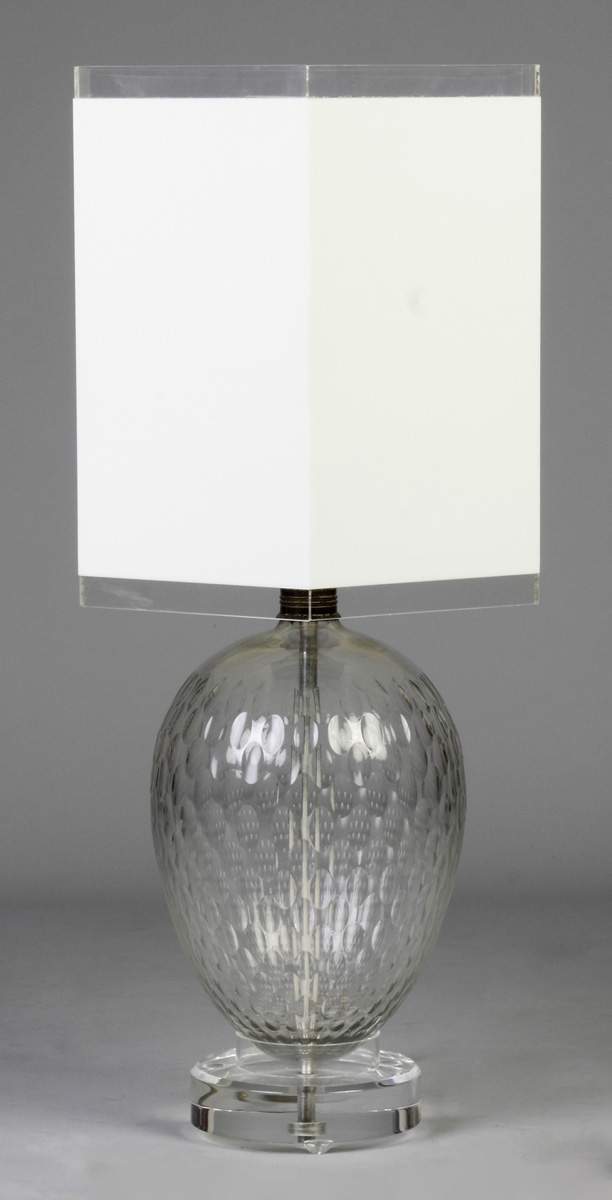 Cut Glass Lamp w/Lucite Shade | Cottone Auctions