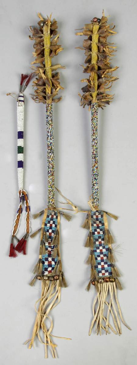 Beaded Awl Case & Ceremonial Rattles | Cottone Auctions