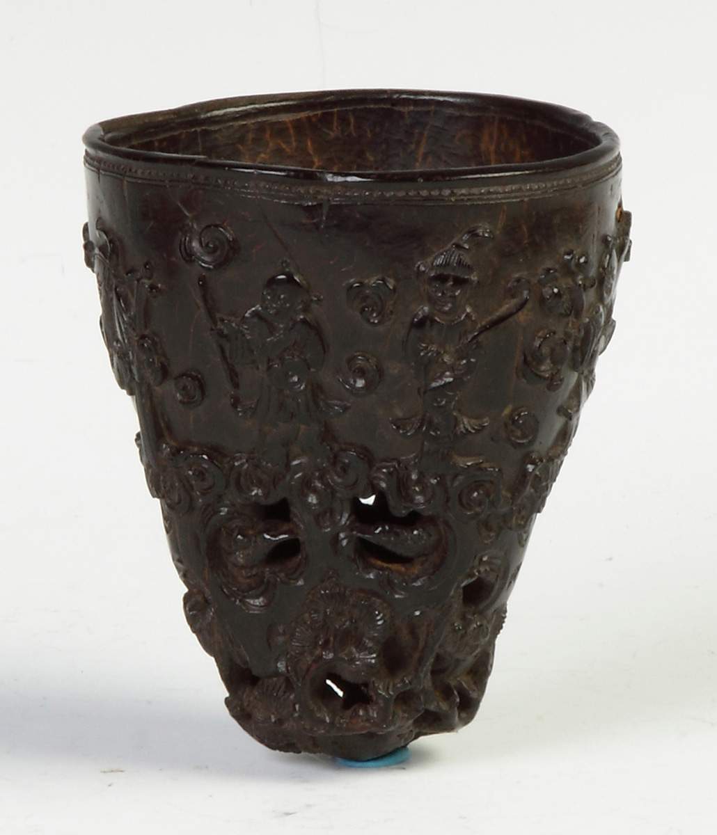Chinese Carved Coconut Drinking Vessel | Cottone Auctions