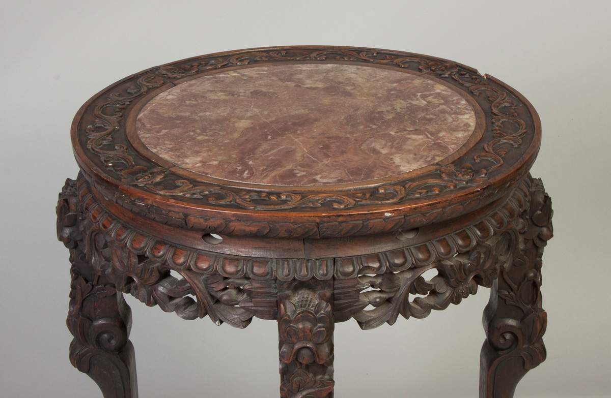 Chinese Carved Hardwood Stand | Cottone Auctions