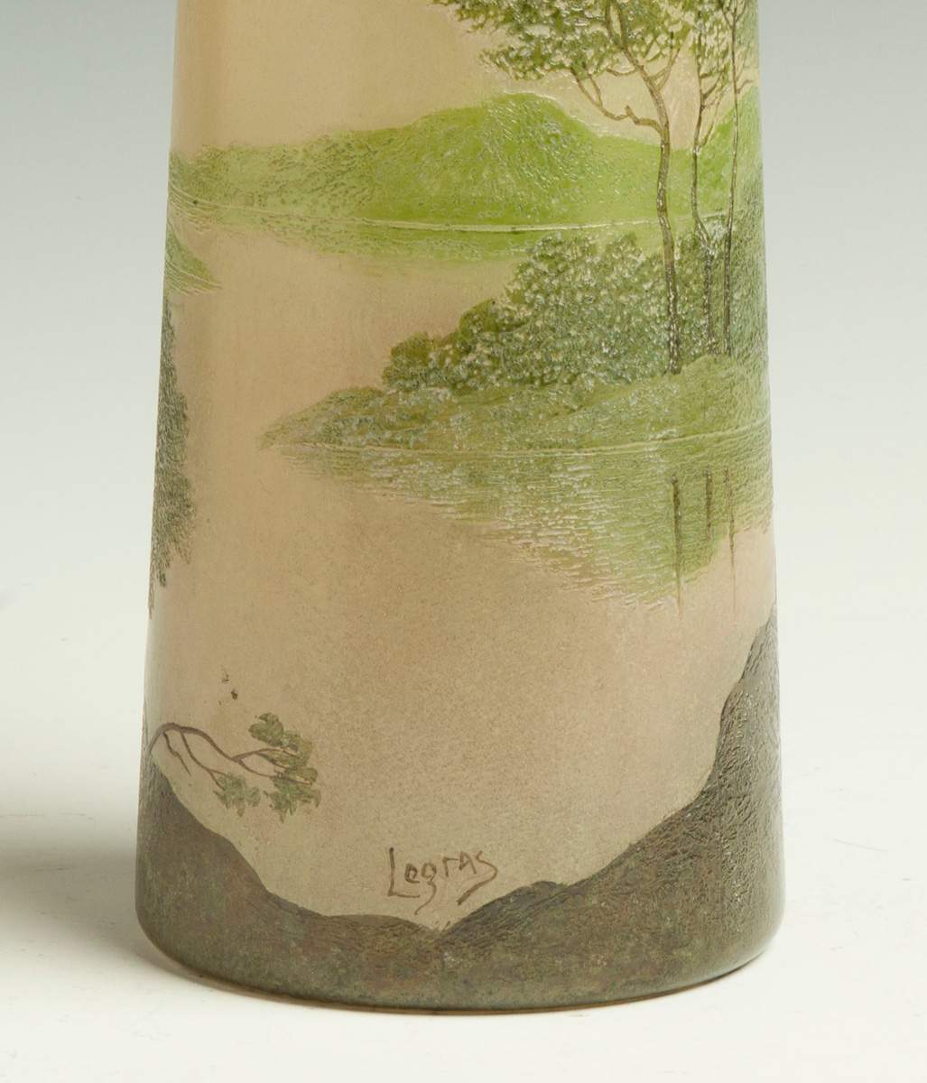Legras Vase with Landscape, Lake & Enameled Trees | Cottone Auctions