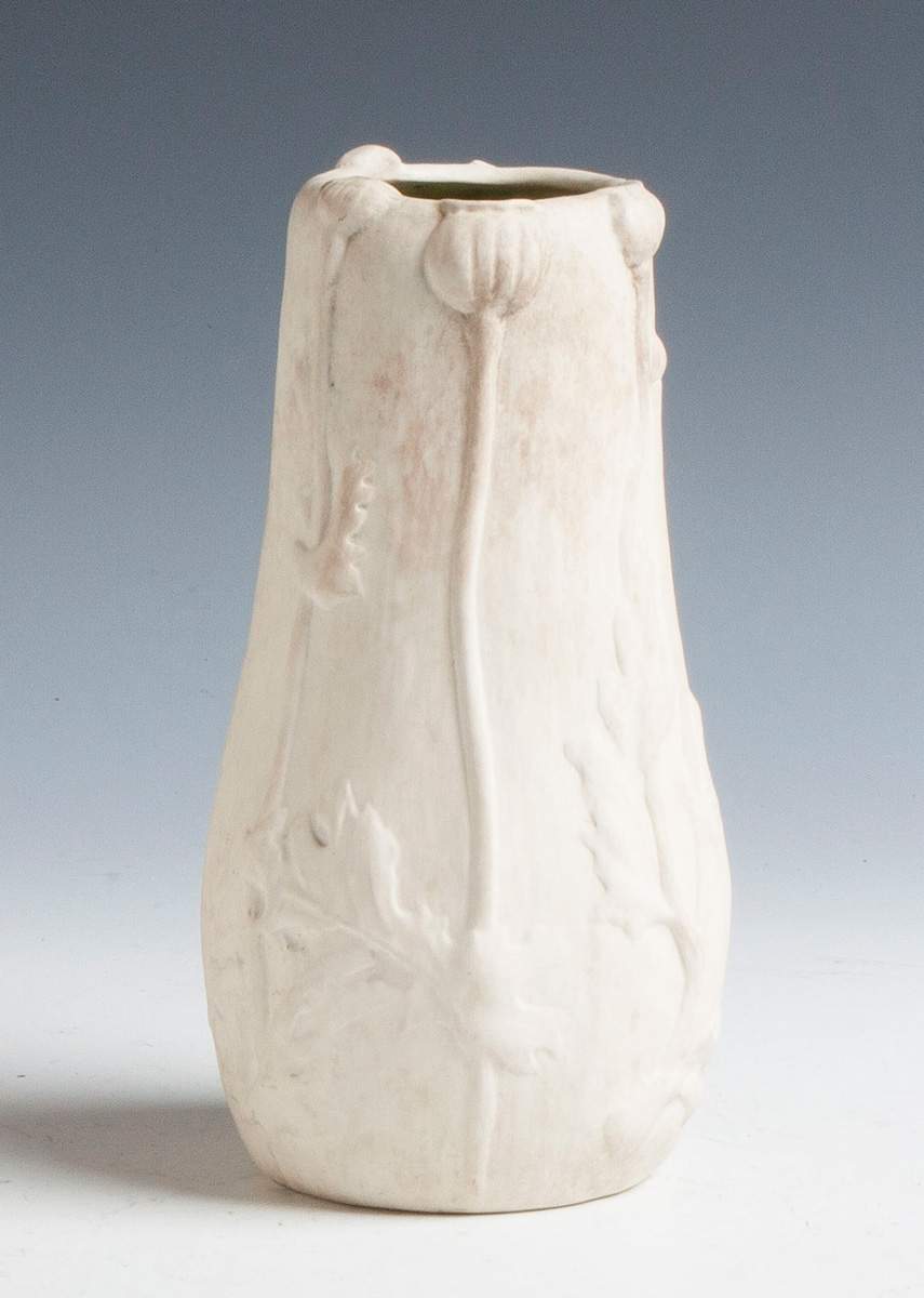 LCT Bisque Pottery Vase with Poppies | Cottone Auctions