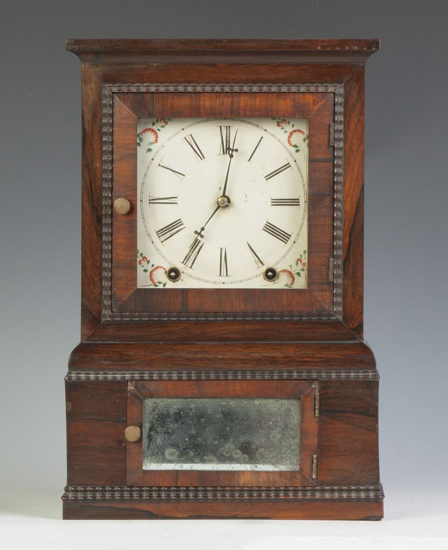 William Johnson Ripple Front Shelf Clock w/Mirror | Cottone Auctions
