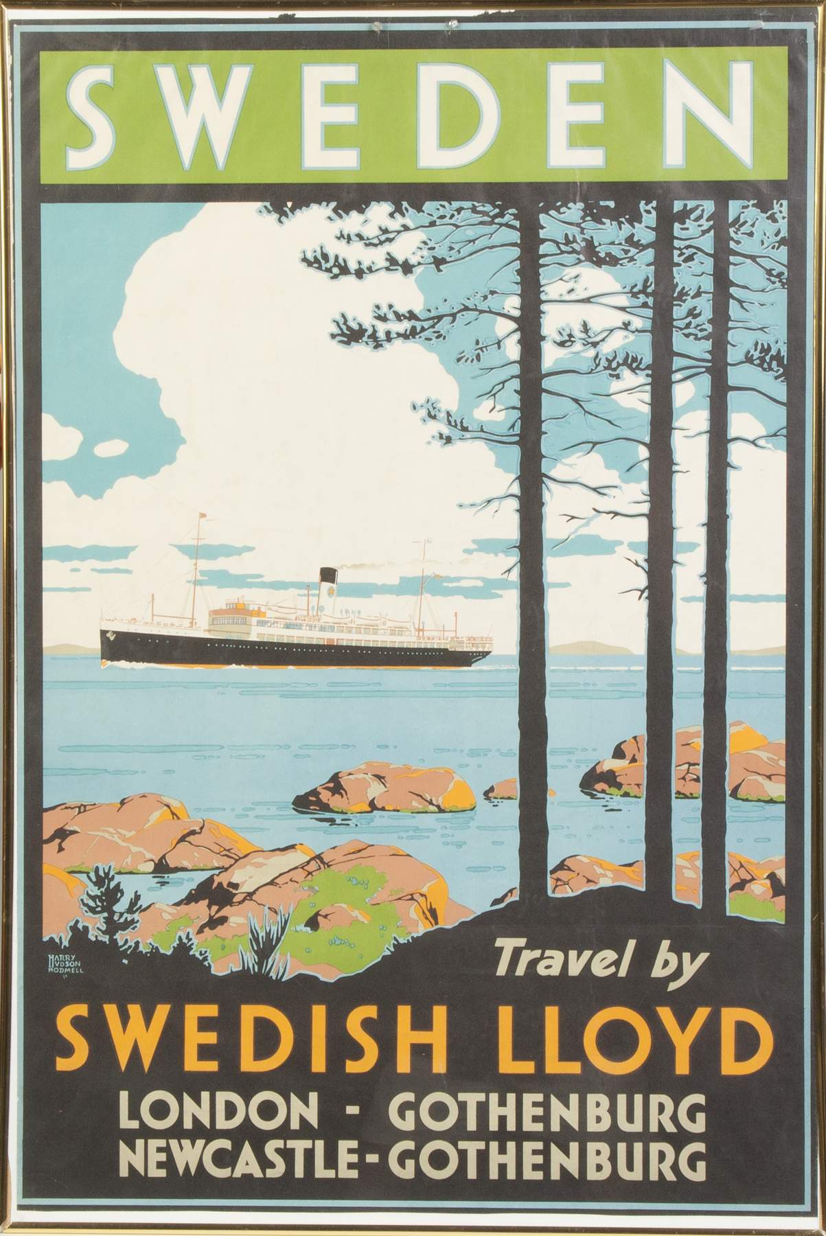 Sweden, Travel By Swedish Lloyd Vintage Travel Poster | Cottone Auctions