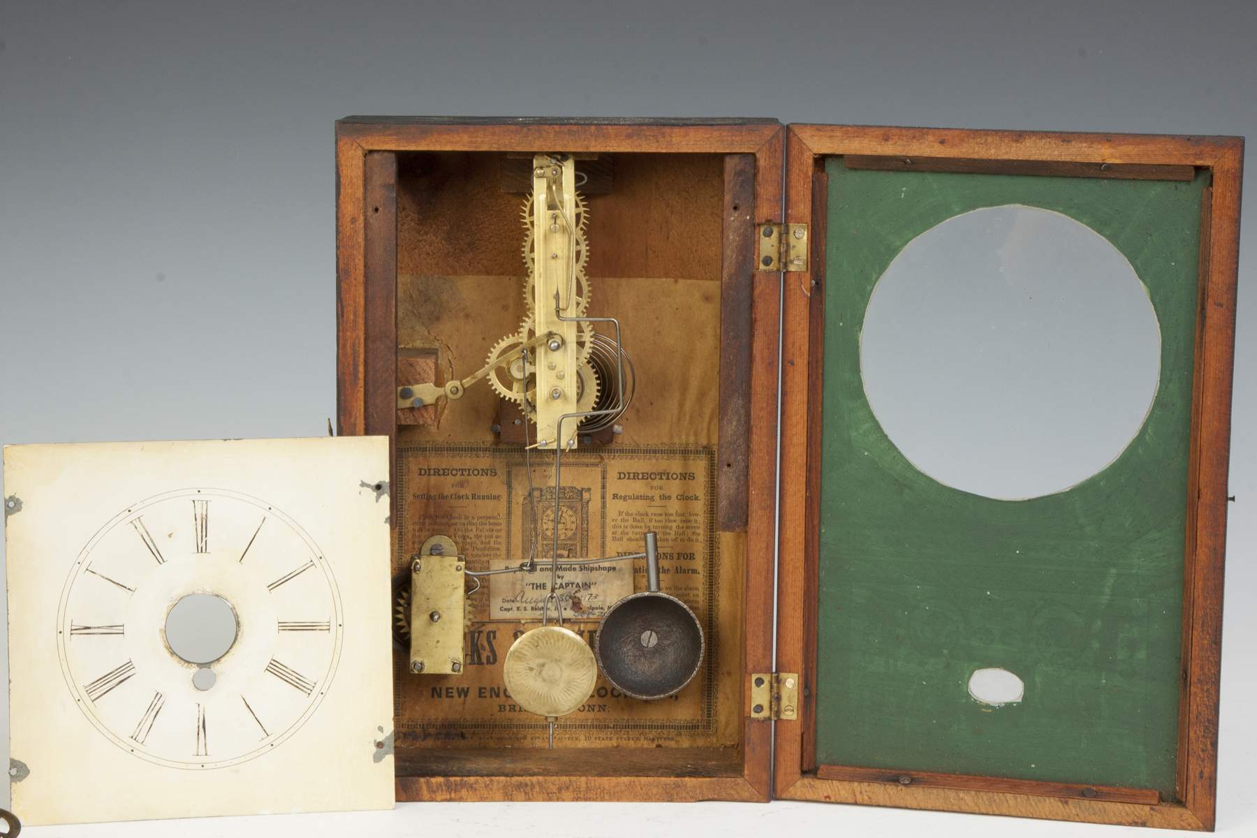 New England Clock Co. Cigar Box Clock with Alarm | Cottone Auctions