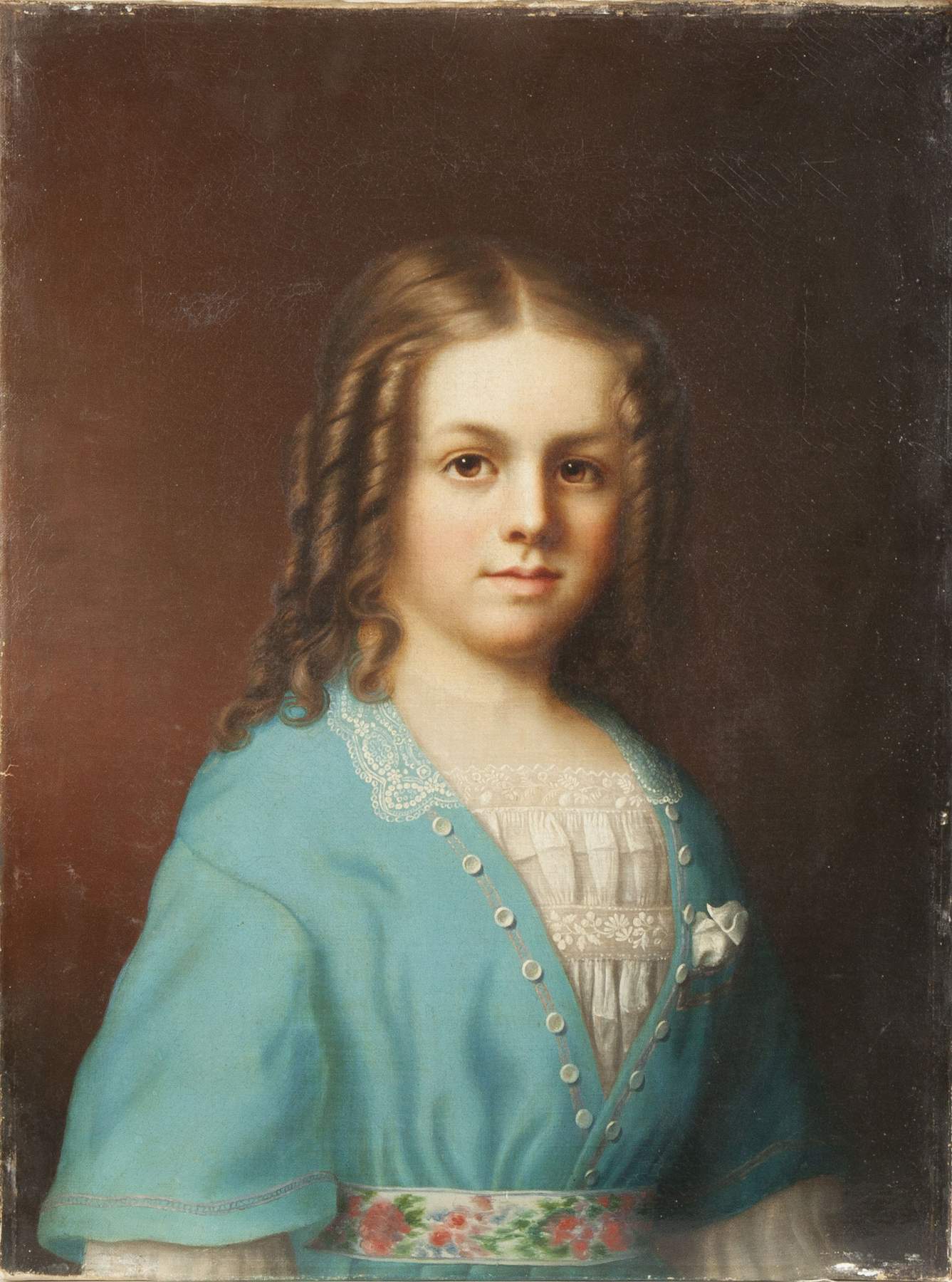 Nelson Cook, Portrait of a Young girl in blue dress | Cottone Auctions