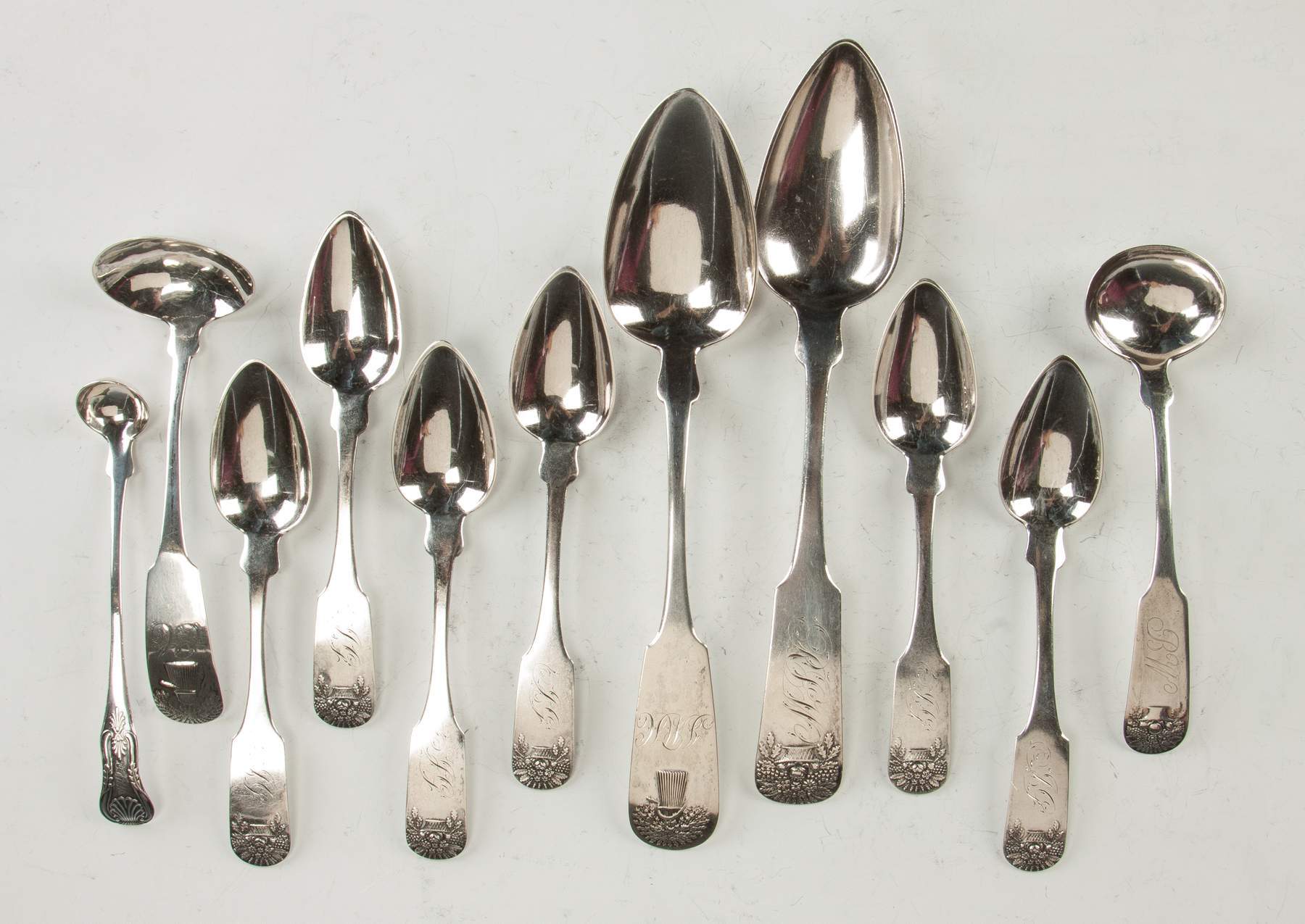 Group of Coin Silver Teaspoons, Serving Spoons & Ladles | Cottone Auctions