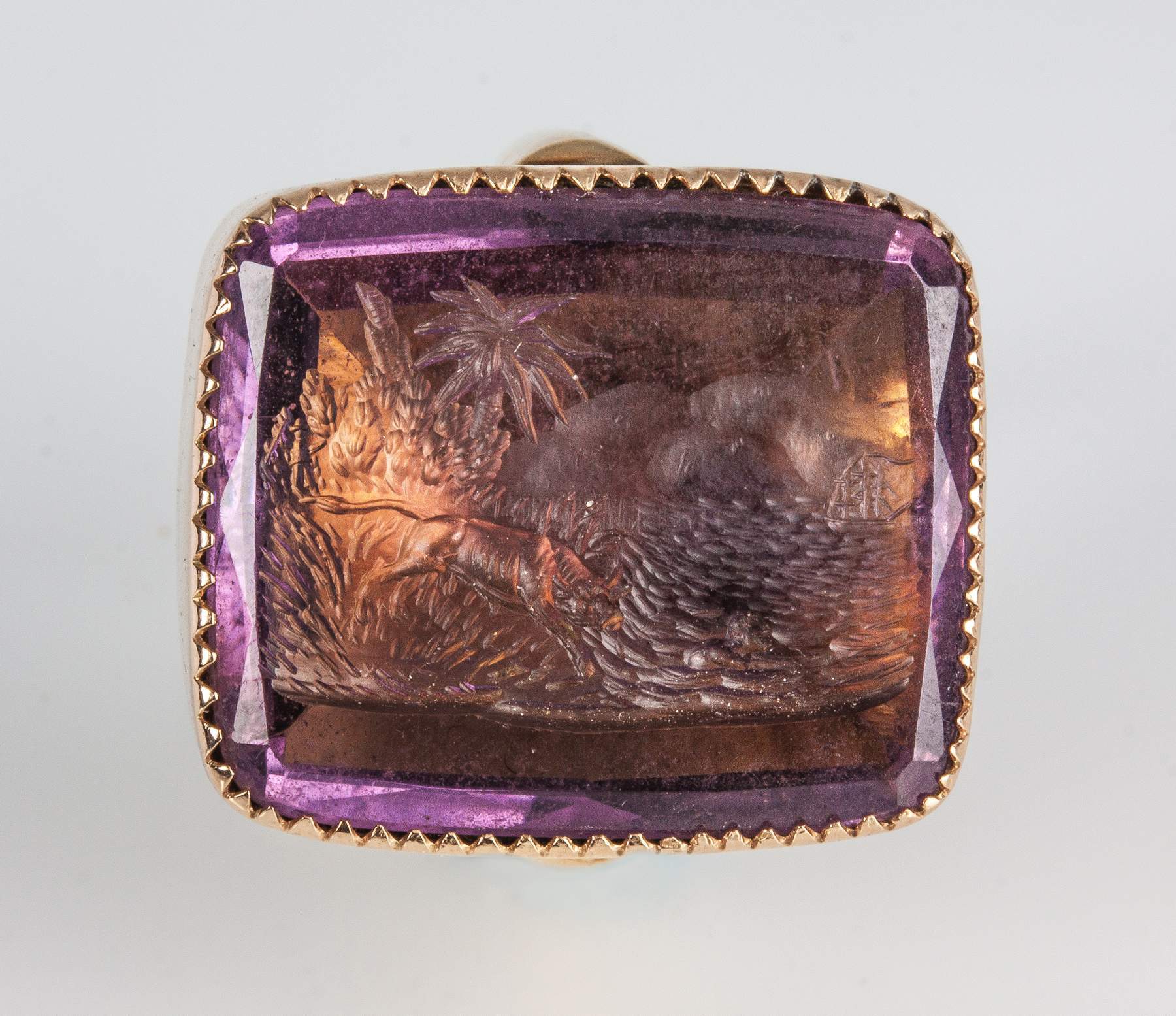 14K Gold & Engraved Amethyst Ring | Cottone Auctions
